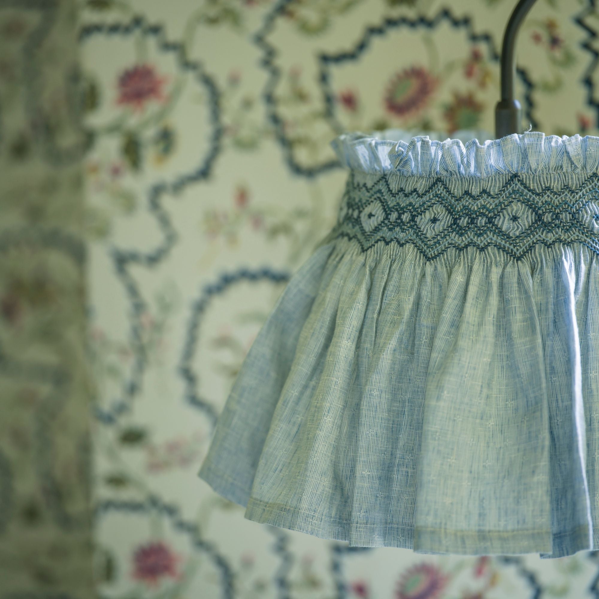 Edit58 x Smock London Elsie Lampshade Skirt Delphinium Cross Stitch wi