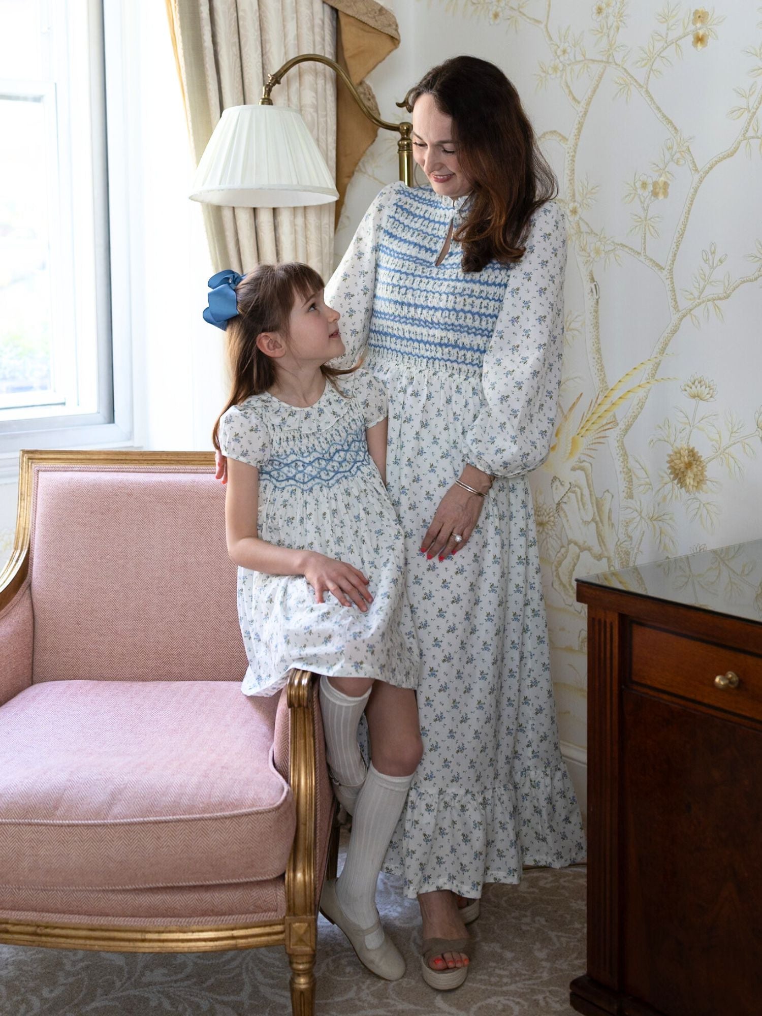 Katherine Johnson Dress Brunnera Blooms with Forget Me Not Hand Smocki ...