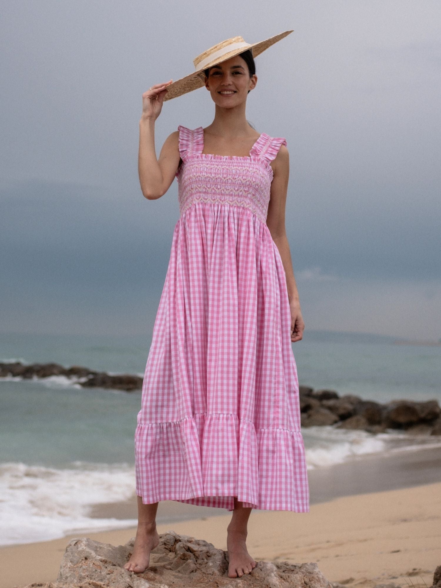 Rachel Carson Dress Tulip Gingham with Snow White Hand Smocking – Smock ...